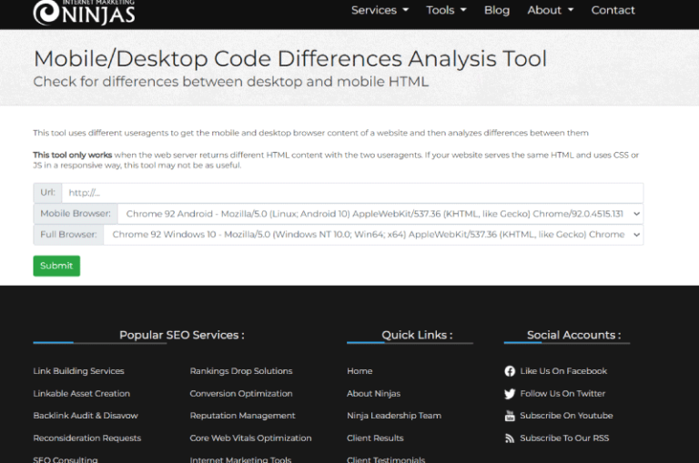 Mobile / Desktop Code Differences Analysis Tool | Internet Marketing ...