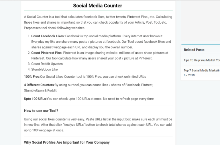Contador de curtidas | Prepostseo - Twaino
